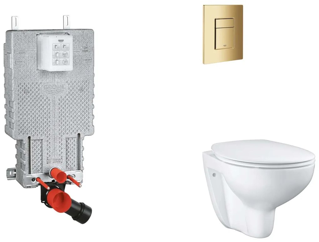 Grohe Uniset - Set předstěnové instalace, klozetu, sedátka SoftClose a tlačítka Skate Cosmopolitan, Cool Sunrise SANI15BB4102