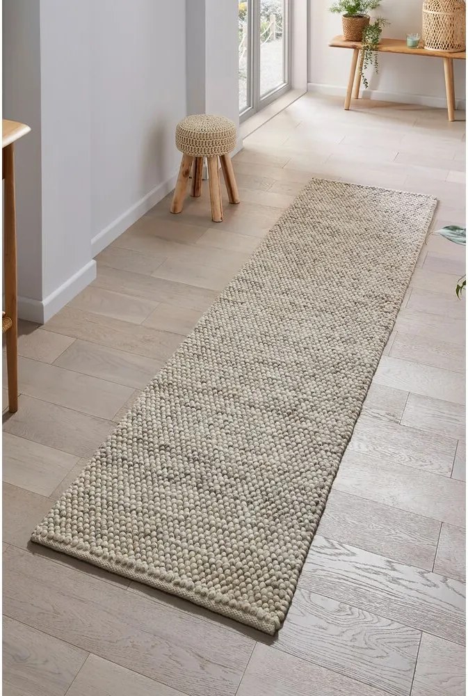 Ručně tkaný behúň Minerals Light Grey, 60x230, béžová, chodba / predsieň, Flair Rugs