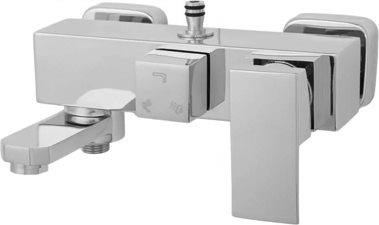 Erga Cube, sprchová baterie s vanovým výtokem a horním připojením sprchového sloupu, 150 mm, chromová, ERG-YKA-BW.CB-CHR