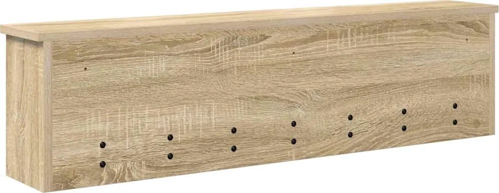 věšák, nástěnný, 5 poliček, háčky, kompozitní dřevo, 26x100x16 cm, dub sonoma, Dekorino TK20260022