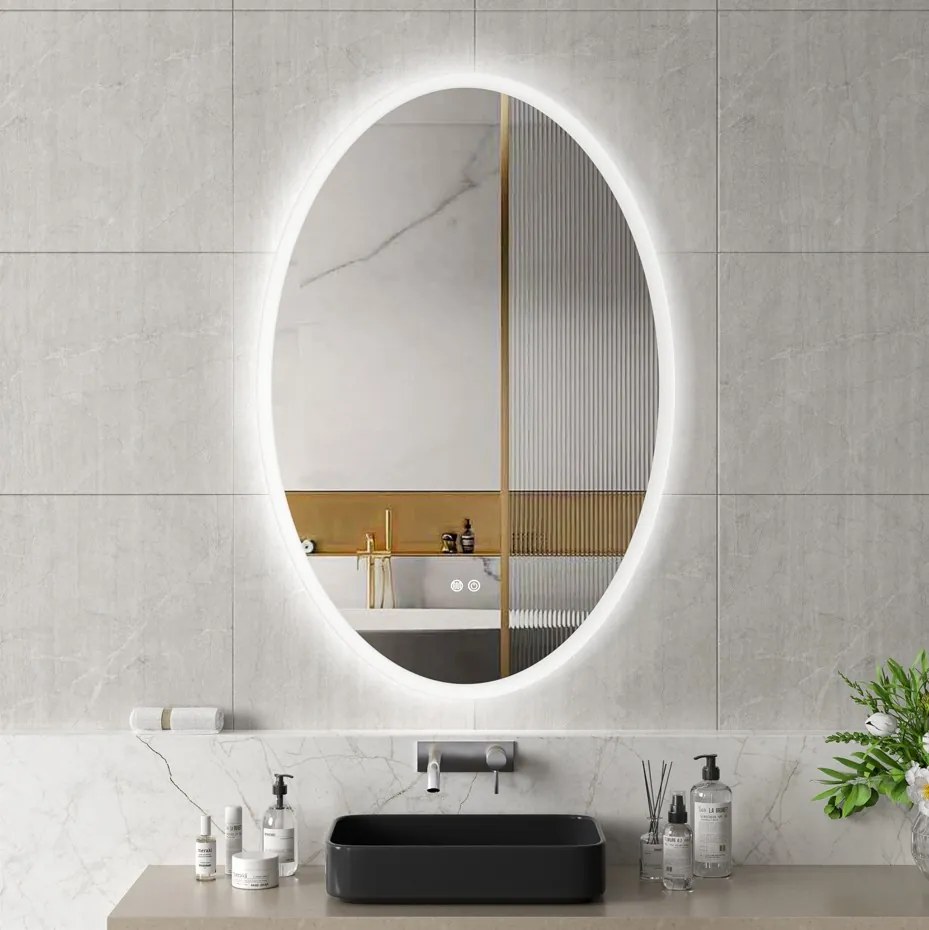 Erga Paola, oválné LED zrcadlo 80x120cm, 2990 lm, 3 barvy světla, přední a zadní osvětlení, ERG-V01-302-1280-00
