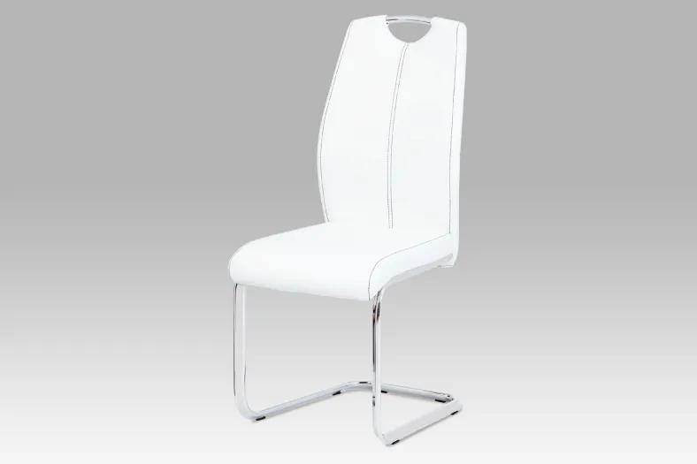 Jídelní židle, bílá koženka DCL-409 WT
