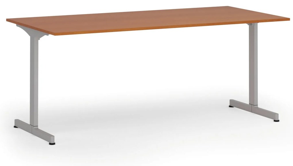 Kancelářský stůl PRIMO BETA, 180x90 cm, šedá podnož, třešeň