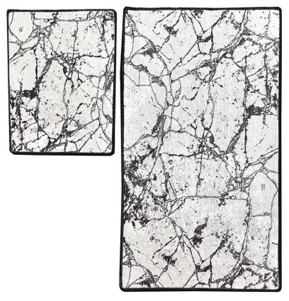 SADA 2x Koupelnová předložka MARBLE 60/100 cm bílá/černá