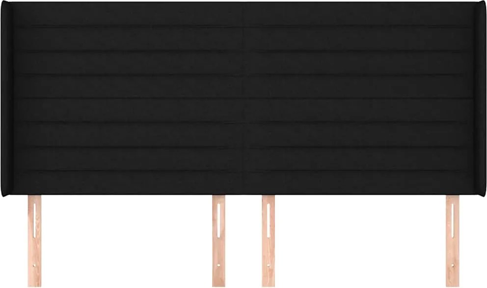 Čelo postele typu ušák černé 163x16x118/128 cm textil 3119728