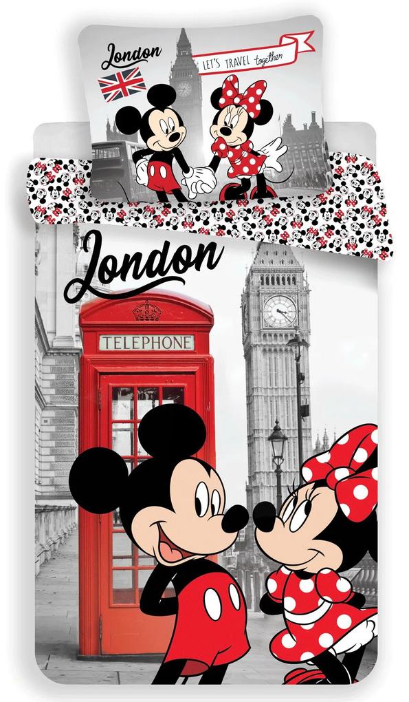 Jerry Fabrics Povlečení Mickey a Minnie in London - 140x200, 70x90 bavlna