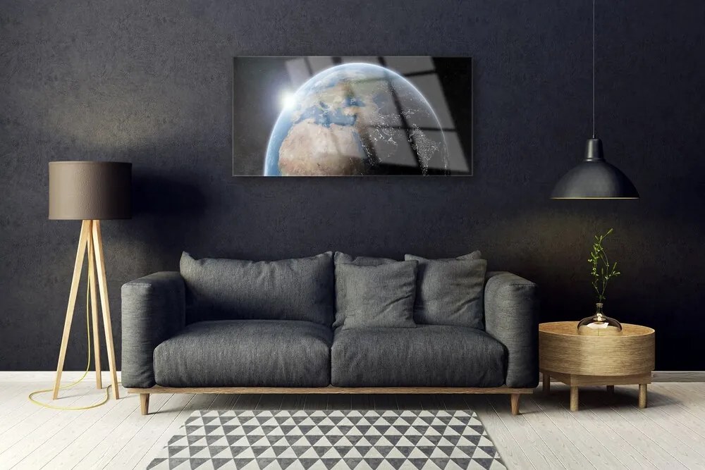 Obraz na skle Planeta Země Vesmír 125x50 cm