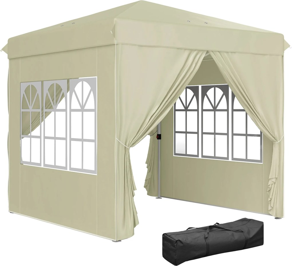Pavilon Outsunny přibližně 2,5x2,5m, voděodolný stabilní zimní skládací pavilon, UV ochrana 50+, skládací párty stan s 4 bočními panely, zahradní pavi