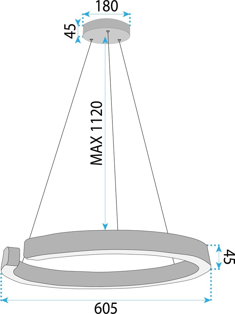 Toolight Toolight, LED stropní osvětlení 60cm, 60W, 3000K, LHJ053-CP1 C, zlatá matná, OSW-50027