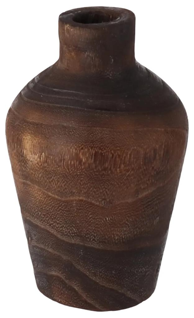 Hogewoning Dřevěná sloupová váza tmavá 19 cm