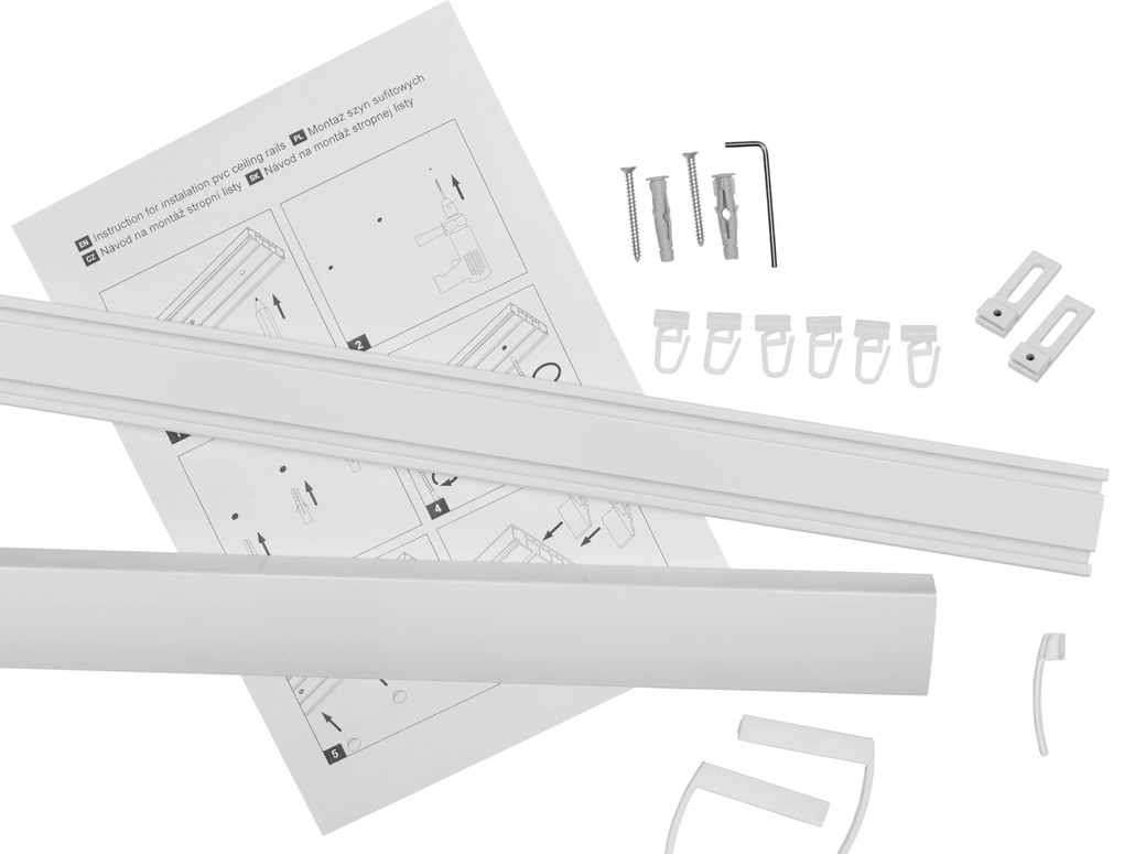 Dekodum Dvouřadá hliníková stropní kolejnicová garnýž s krytem bílá 200 cm