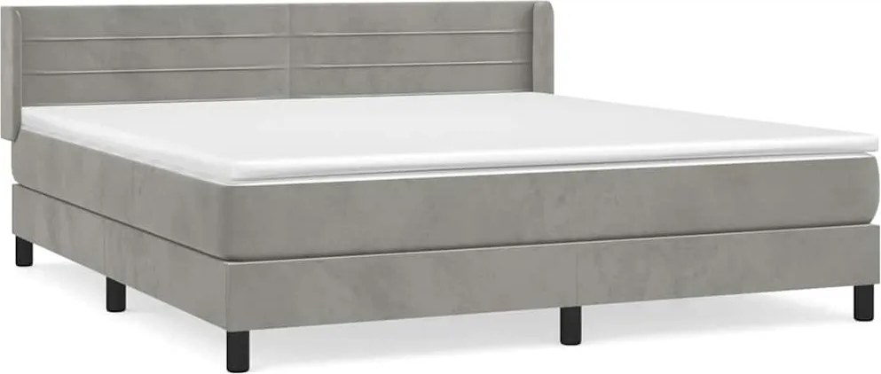Box spring postel s matrací světle šedá 180x200 cm samet 3131033