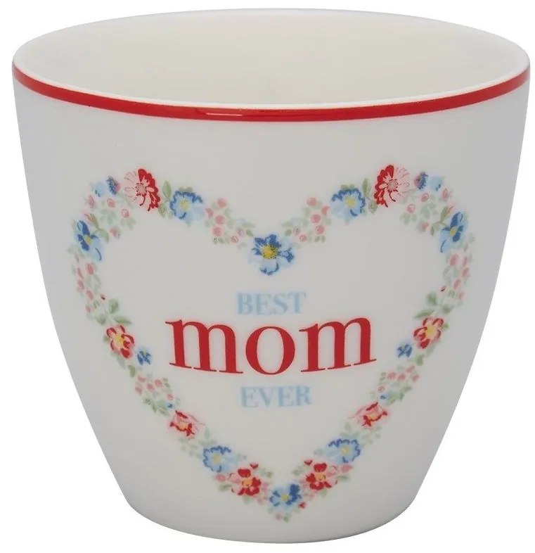 GREEN GATE Porcelánový latte cup Mom, červená barva, bílá barva, porcelán