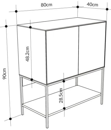 Komoda Houseland Amira 80 cm šedo-zelená