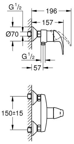 Grohe Start Curve Páková sprchová baterie nástěnná chrom 23767000