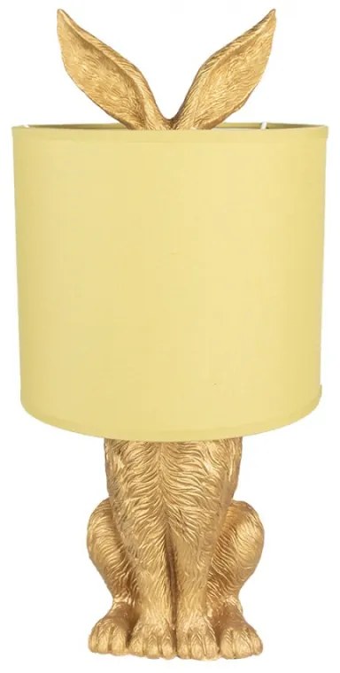 Zlatá stolní lampa králík se žlutým stínidlem Konijn