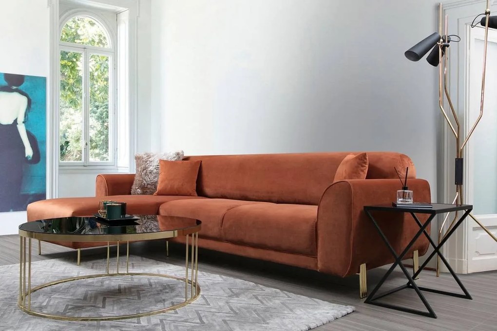 Designová sedačka Haylia 287 cm skořicová - levá