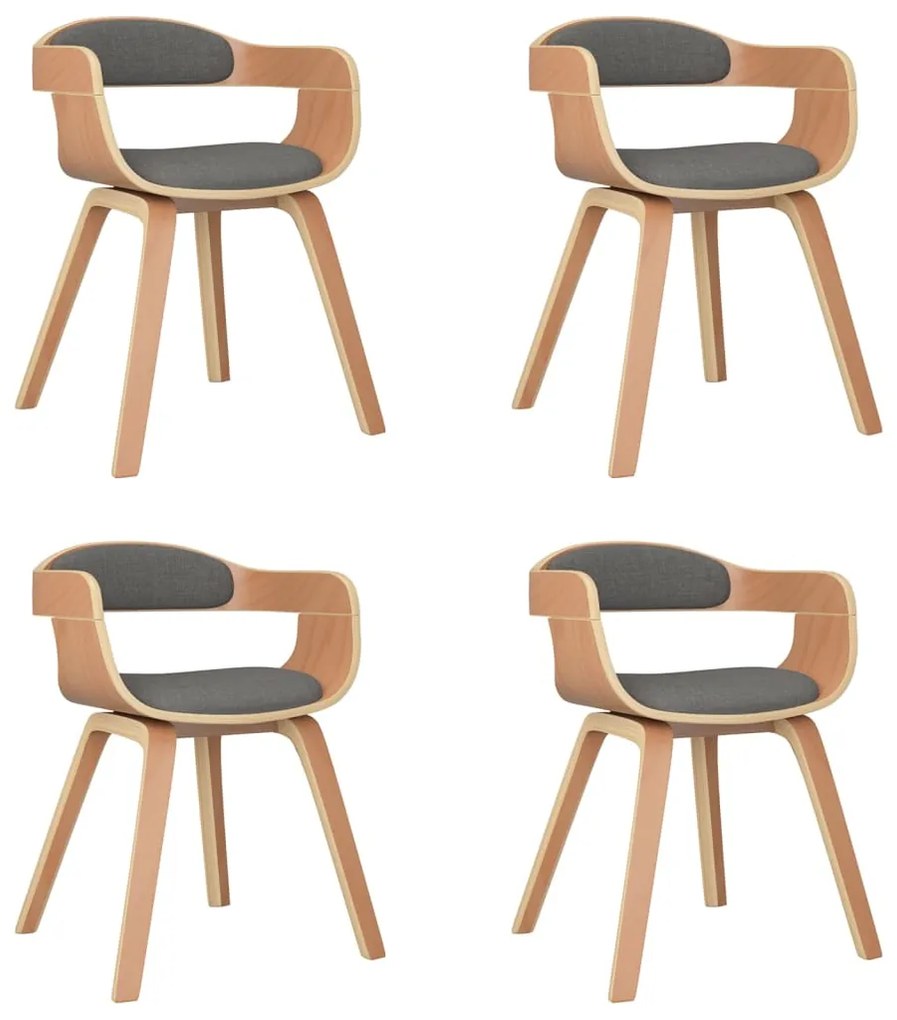 Jídelní židle 4 ks světle šedé ohýbané dřevo a textil - Default Title