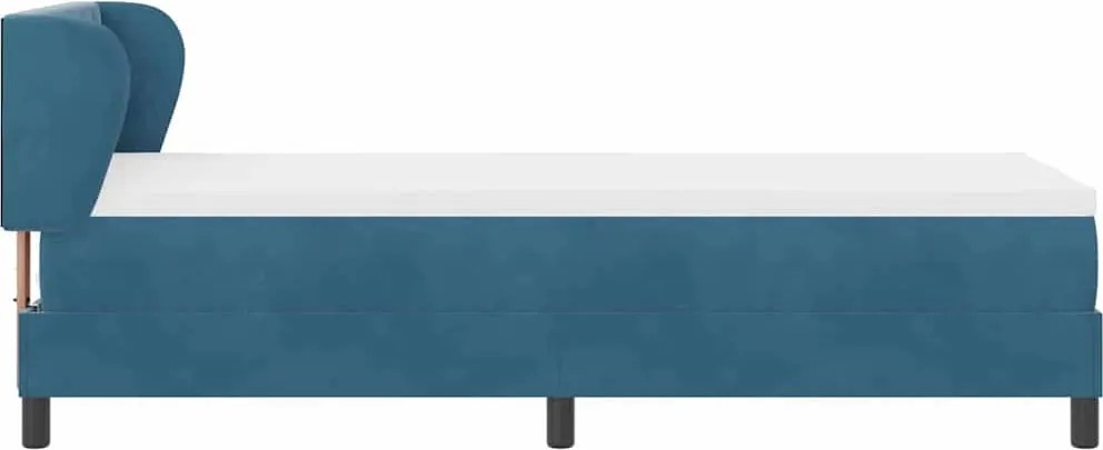 Postel s boxspringem s čelo Tmavě moddrá 80 x 200 cm samet 3340308
