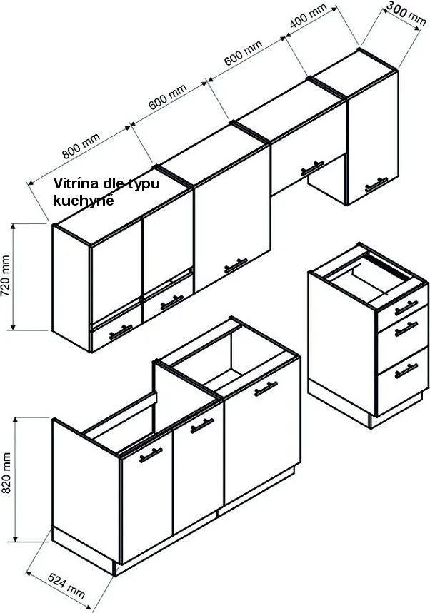 Casarredo - Komfort nábytek Kuchyně AGATA 180/240 bílá/tmavě šedý mat