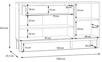 Šedá komoda se zásuvkou PENKRIDGE 149.6 cm