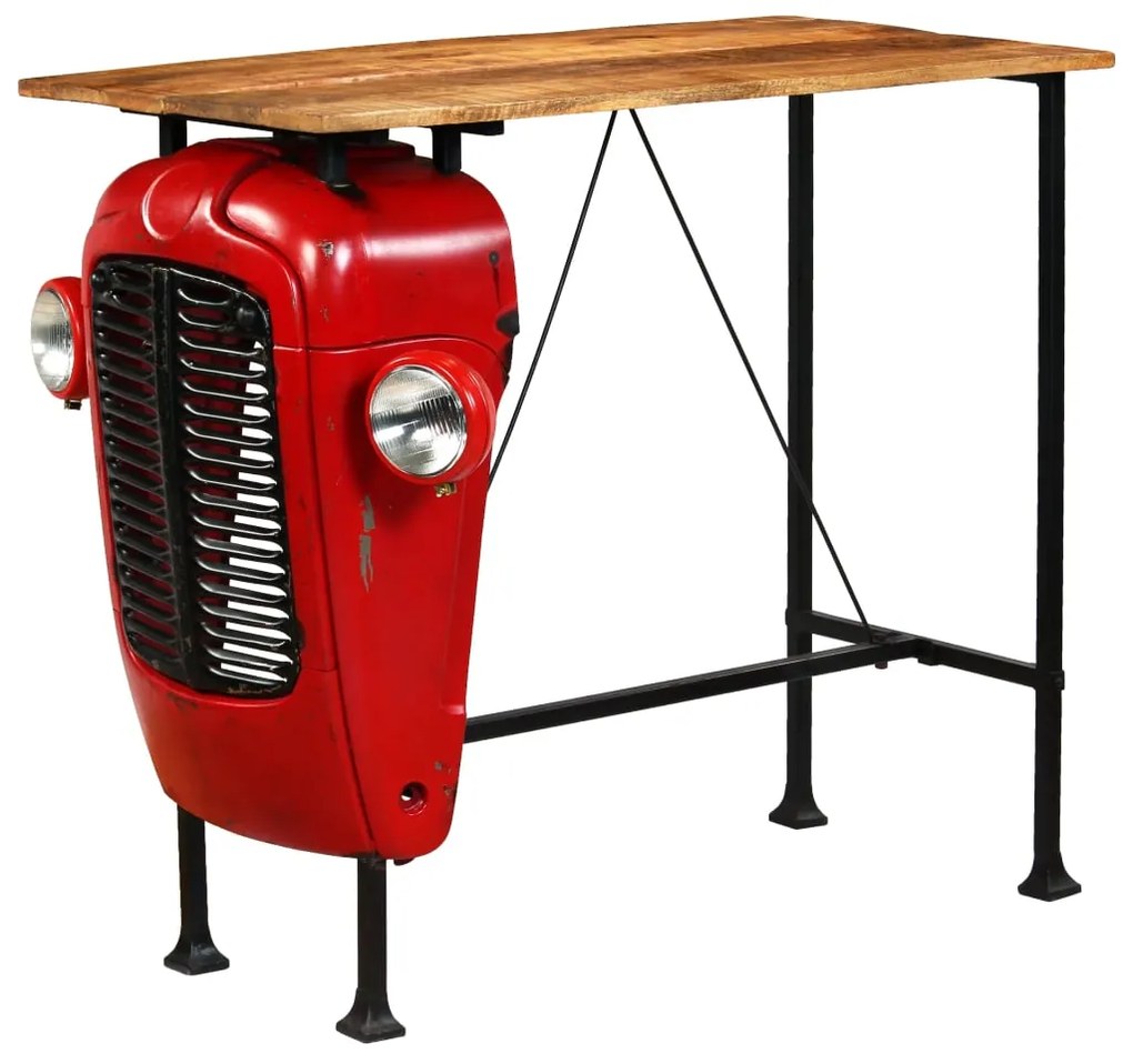 246236 vidaXL Barový stůl Traktor z mangovníkového dřeva červený 60x120x107cm