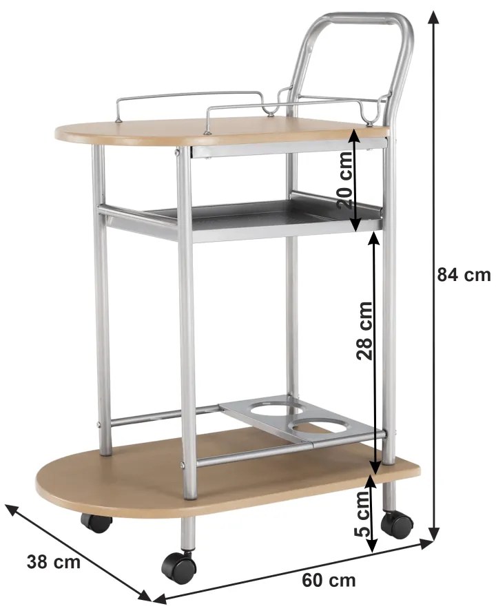 Kondela Servírovací stolek, buk/stříbrný, LIMA