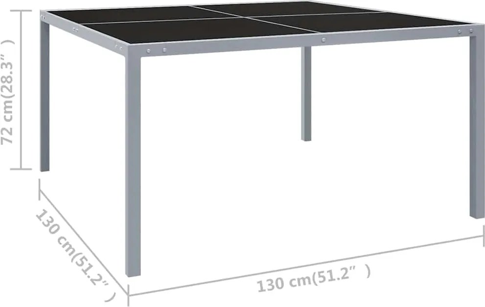 Zahradní stůl 130 x 130 x 72 cm šedý ocel a sklo 313086