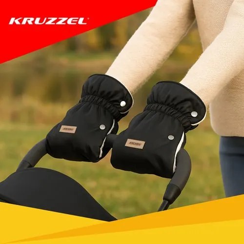 Dvojité černé rukavice na kočár Kruzzel 25814