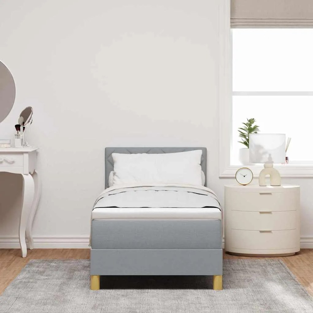 Postel s boxspringem s polštářem Světle šedá 80 x 200 cm textil 3338951