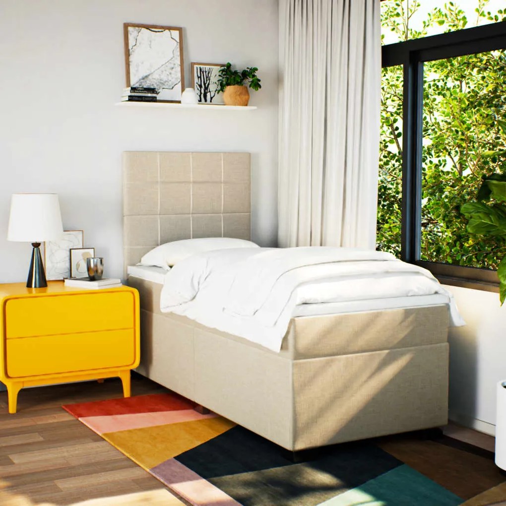 Box spring postel s matrací krémová 80 x 200 cm textil 3290320