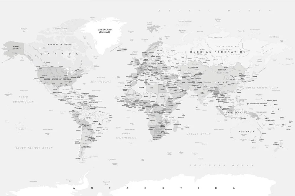 Tapeta klasická černobílá mapa s okrajem - 225x150 cm