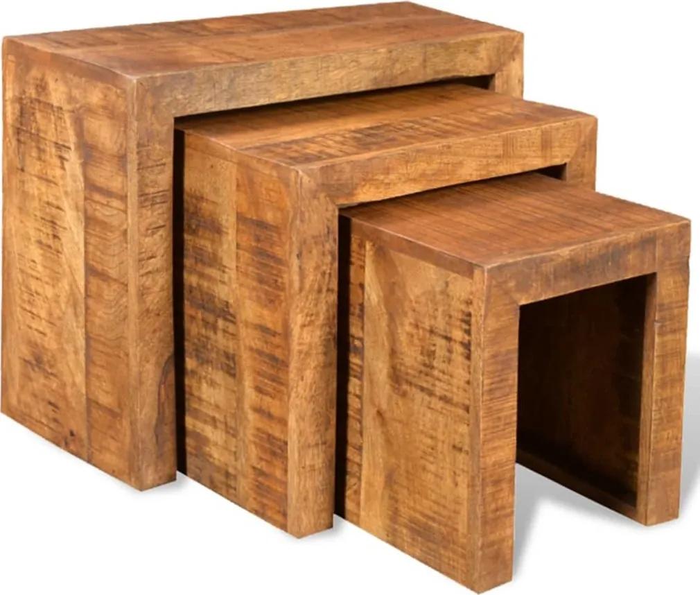 vidaXL Sada 3 vintage stohovatelných stolků z mangovníkového dřeva [241130]