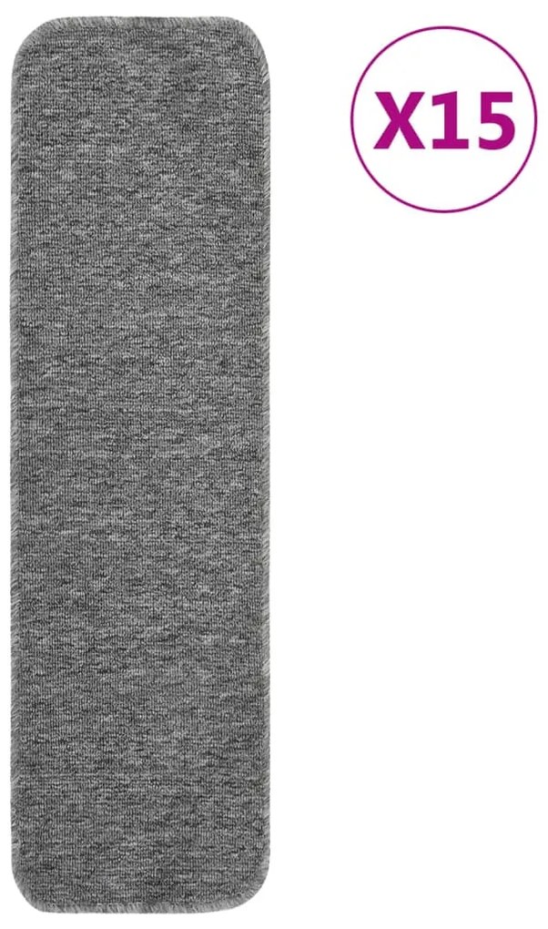 Protiskluzové nášlapy na schody 15 ks 75x20 cm šedé obdélníkové 340397