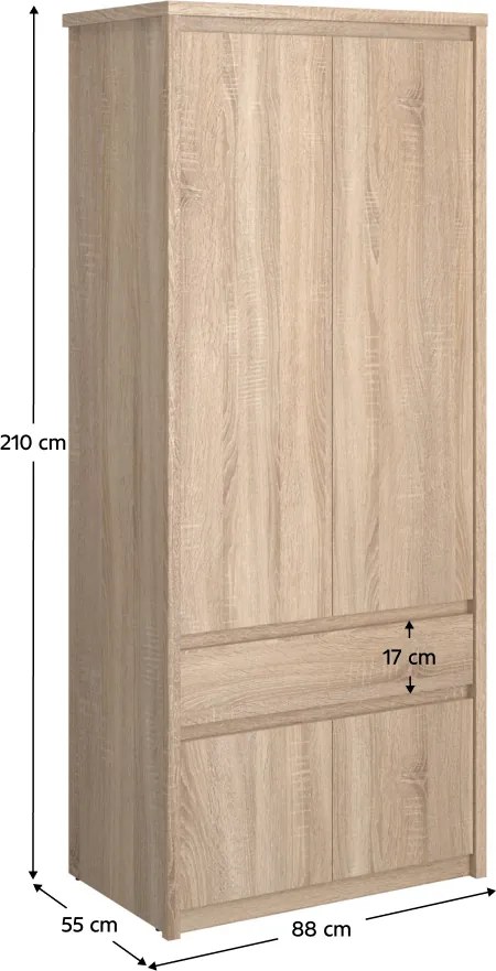 Věšáková skříň 4D1S, dub sonoma, NORTY TYP 2