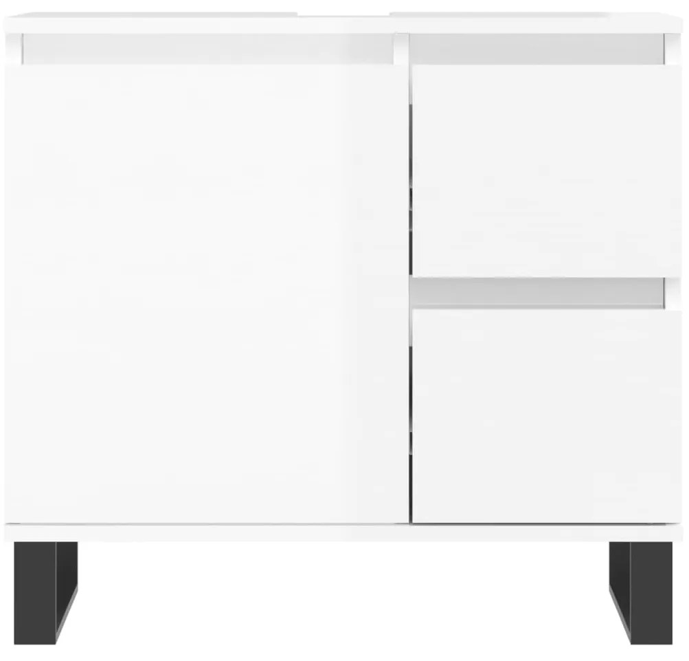 3dílný set koupelnového nábytku lesklý bílý kompozitní dřevo,  3190231