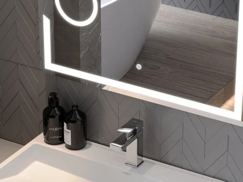 Mexen Onyx podsvícené koupelnové zrcadlo s kosmetickým zrcátkem 80 x 60 cm, LED 6000K, proti mlžení - 9813-080-060-611-00
