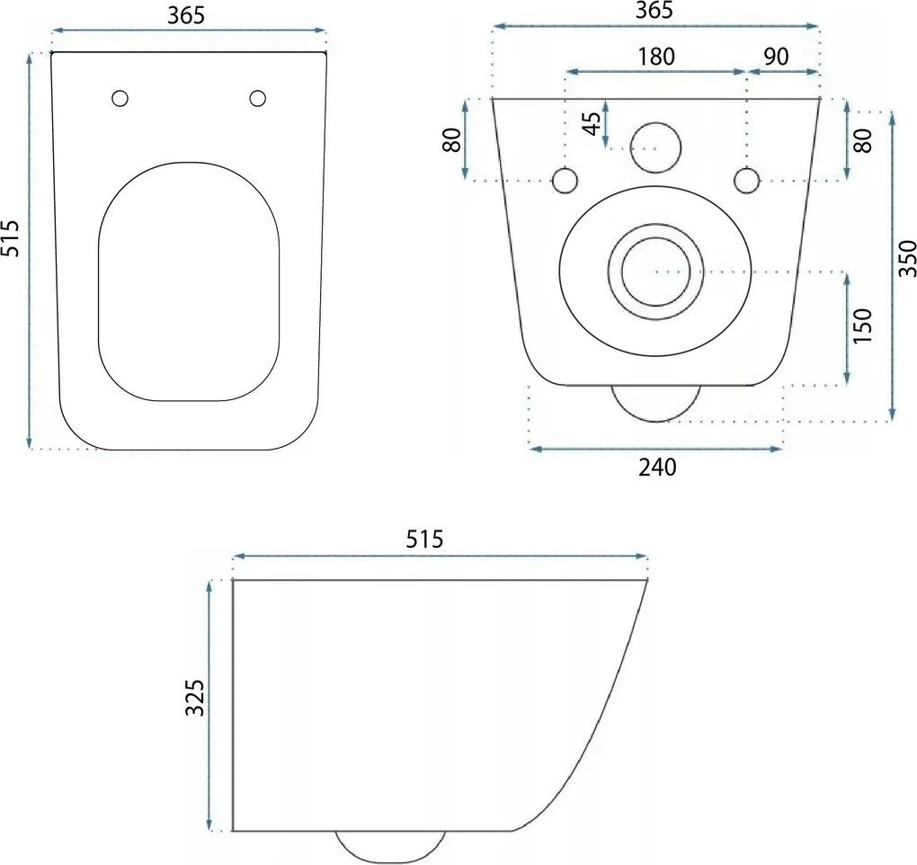 Rea Dexter, závěsná WC mísa Rimless Tornado 515x365x350 mm + WC sedátko z duroplastu, bílá lesklá, REA-C1278