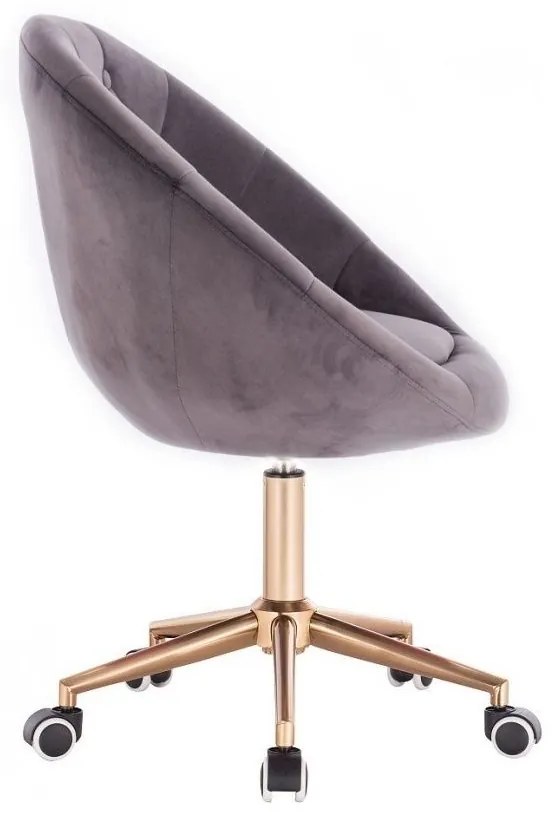 LuxuryForm DESIGN Otočné křeslo VERA VELUR na zlaté podstavě s kolečky - tmavě šedé