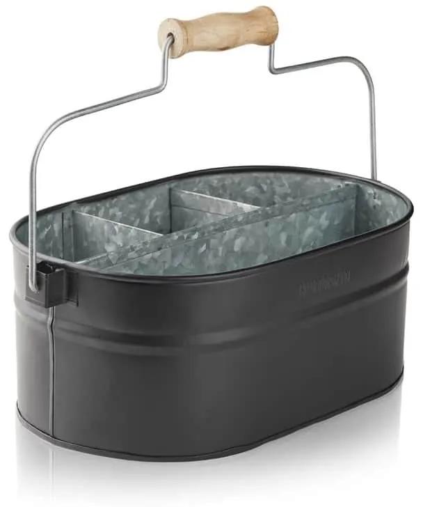 Humdakin Plechový úložný box System Bucket Matte Black, černá barva, kov