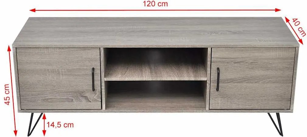 TV stolek 120 x 40 x 45 cm šedý 243449