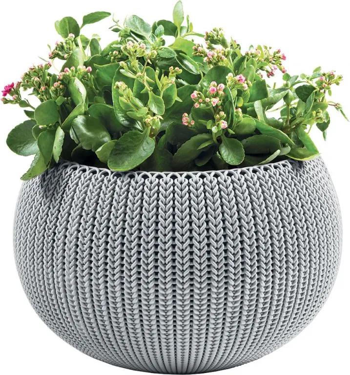 Venkovní okrasný květináč- tvar uříznuté koule, šedý, průměr 36 cm | BIANO