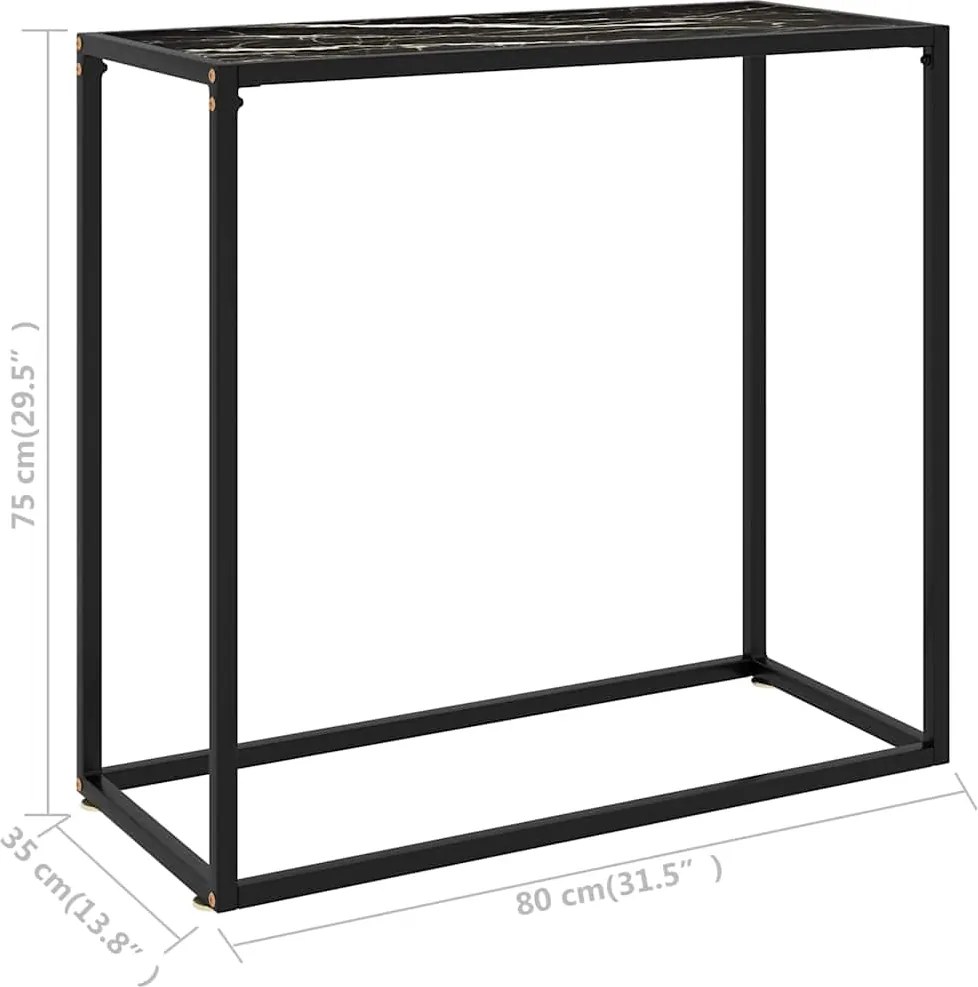 Konzolový stolek černý 80 x 35 x 75 cm tvrzené sklo 322810