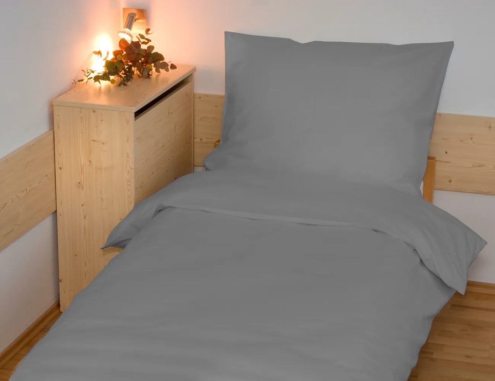 Prodloužené povlečení bavlna UNI 140x220, 70x90cm antracitové Zapínání: nitěný knoflík