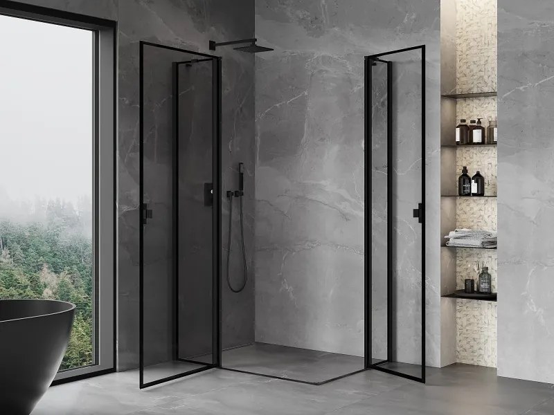 Mexen, Mexen Mist Duo výklopný sprchový kout 95 x 85 cm, černý rám - 8A4-095L-085P-70-70