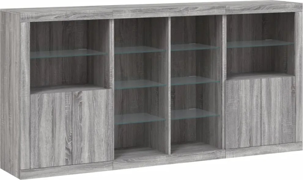 Příborník s LED osvětlením šedý sonoma 202 x 37 x 100 cm 3209189
