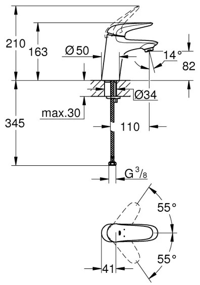 GROHE 23715003 - Umyvadlová baterie EUROSTYLE velikost S lesklý chrom