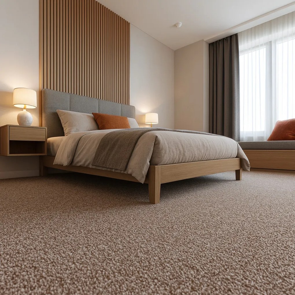 Spoltex, Metrážový koberec Leon 11344 Hnědý, na míru, šíře 3m,4m, hnědá, filc, chodba / předsíň