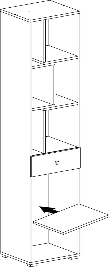 Regál SIGMA SI 8 L/P s policemi a zásuvkou | 45 cm | UNI provedení | bílá/beton