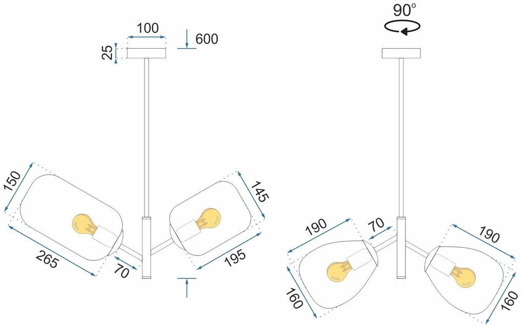 Toolight, Stropní svítidlo ze skla vícebarevné E14 60W APP436-4C, OSW-00565